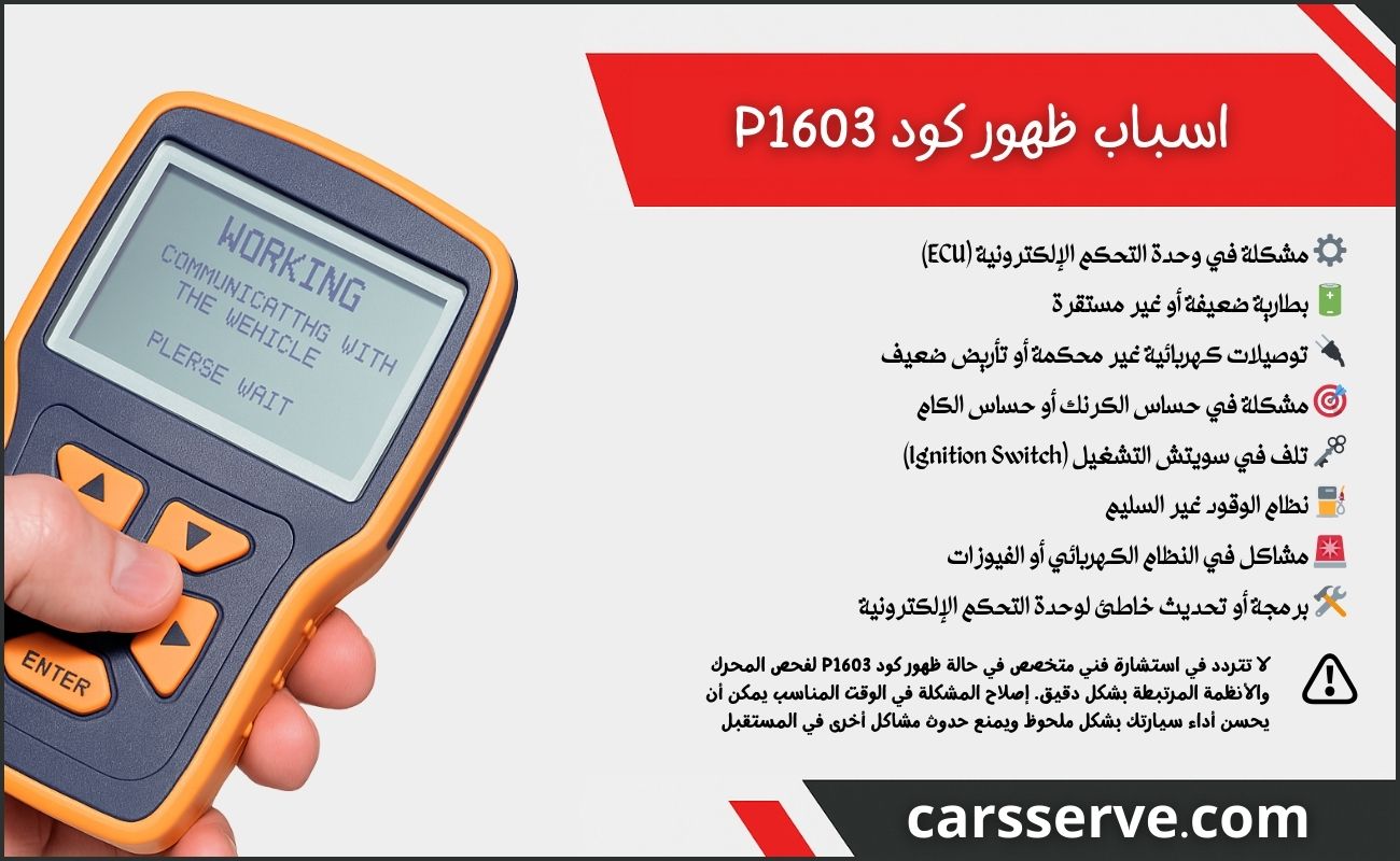 P1603 الأسباب الشائعة، الأعراض، وطريقة الإصلاح - كارسيرف